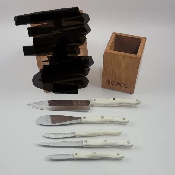 Cutco | Kitchen | Cutco White And Brown Kitchen Knife Set With Small ...